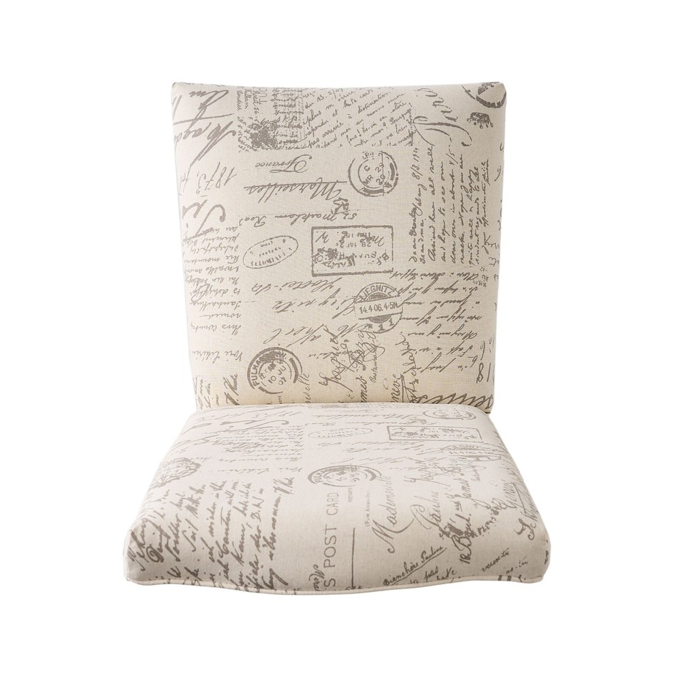 Crown Back French Script Beige Fabric Dining Chairs (Set of 2 ...