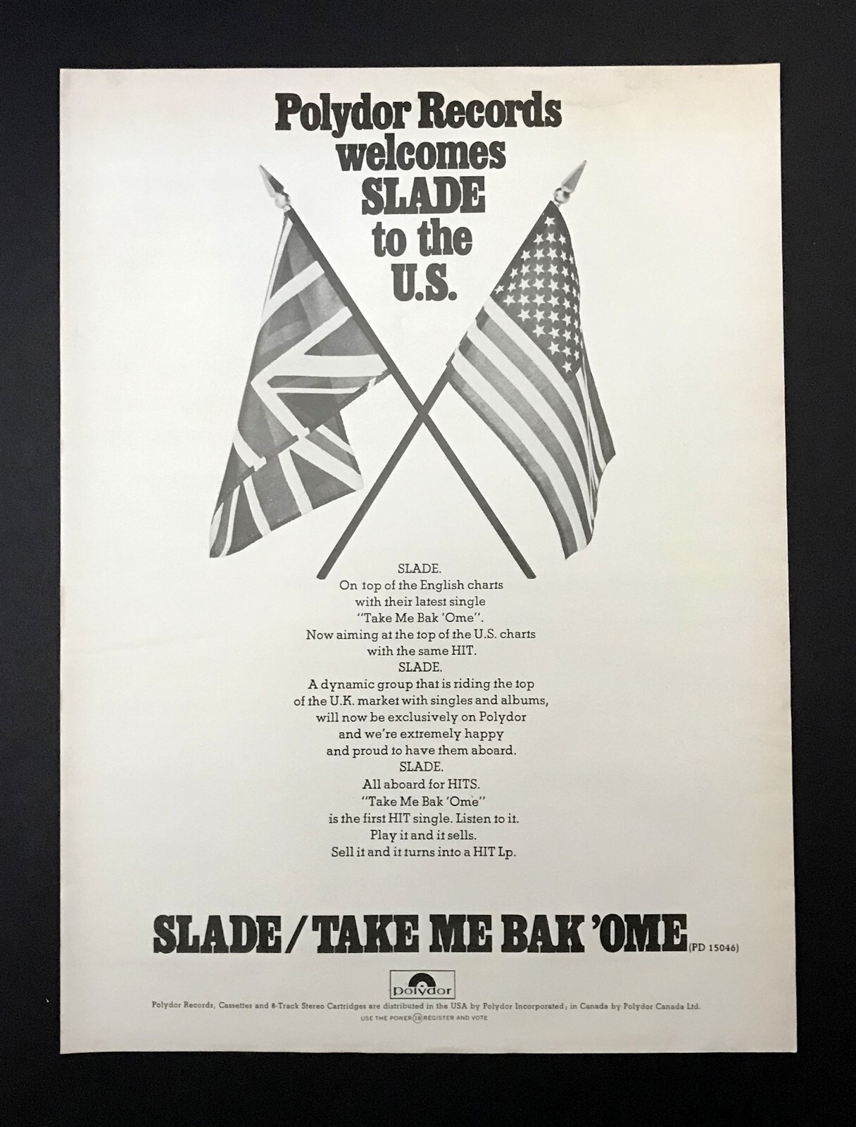 Slade Take Me Bak 'Ome Slayed? 1972 Short Print Poster Type Ad, Promo ...
