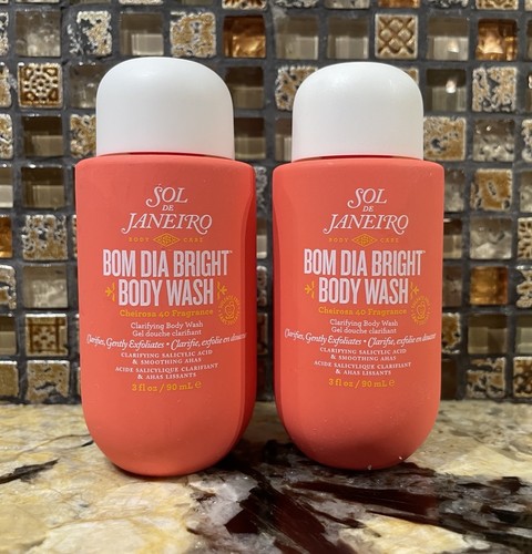 Bundle 2 Sol De Janeiro BOM DIA BRIGHT Clarifying BODY WASH 3 oz ea ...