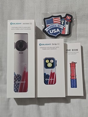 Olight Arkfeld Pro & Oclip Pro & I3E EOS Stars & Stripes Flashlights ...