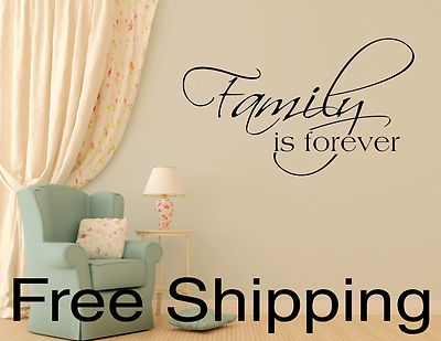FAMILY IS FOREVER wall vinyl sticker inspirational art romantic quote ...
