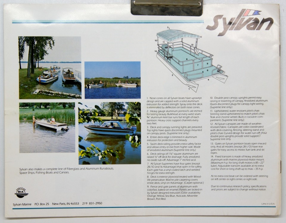 1979 Sylvan Boat Advertising Dealer Sales Brochure 4637 | eBay