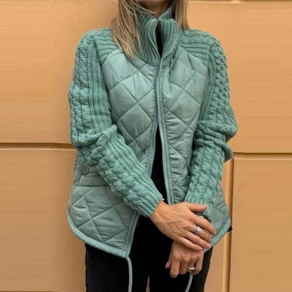 Women's Knit Patchwork Puffy Jacket Puffer Jackets for Women Warm ...