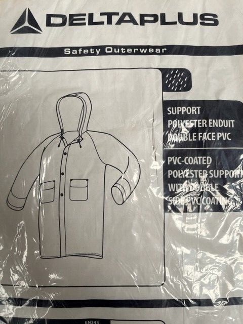 DeltaPlus Coat Waterproof Jacket Work Trench Mac Hooded Sealed Long Top ...