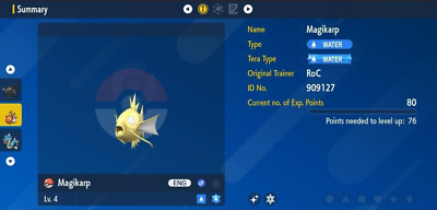 Pokemon Scarlet & Violet 6IV Shiny MAGIKARP Max EVs | eBay