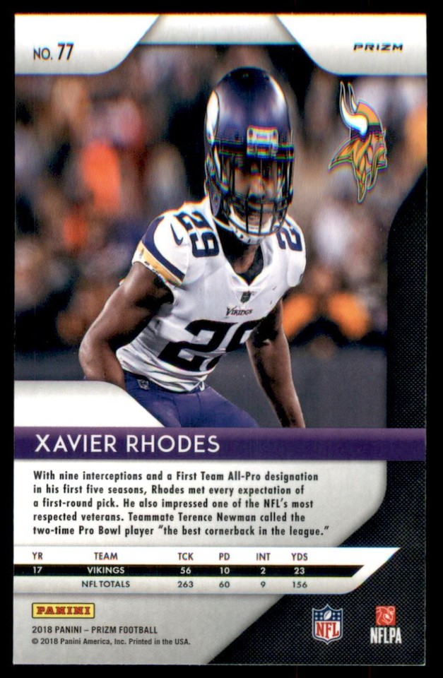 2018 Panini Prizm Prizms Neon Green Pulsar #77 Xavier Rhodes | eBay