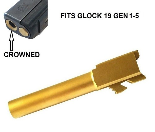 TiN Gold Coated Barrel 9mm For Glock 19 Gen 1 2 3 4 5 Titanium Nitride ...