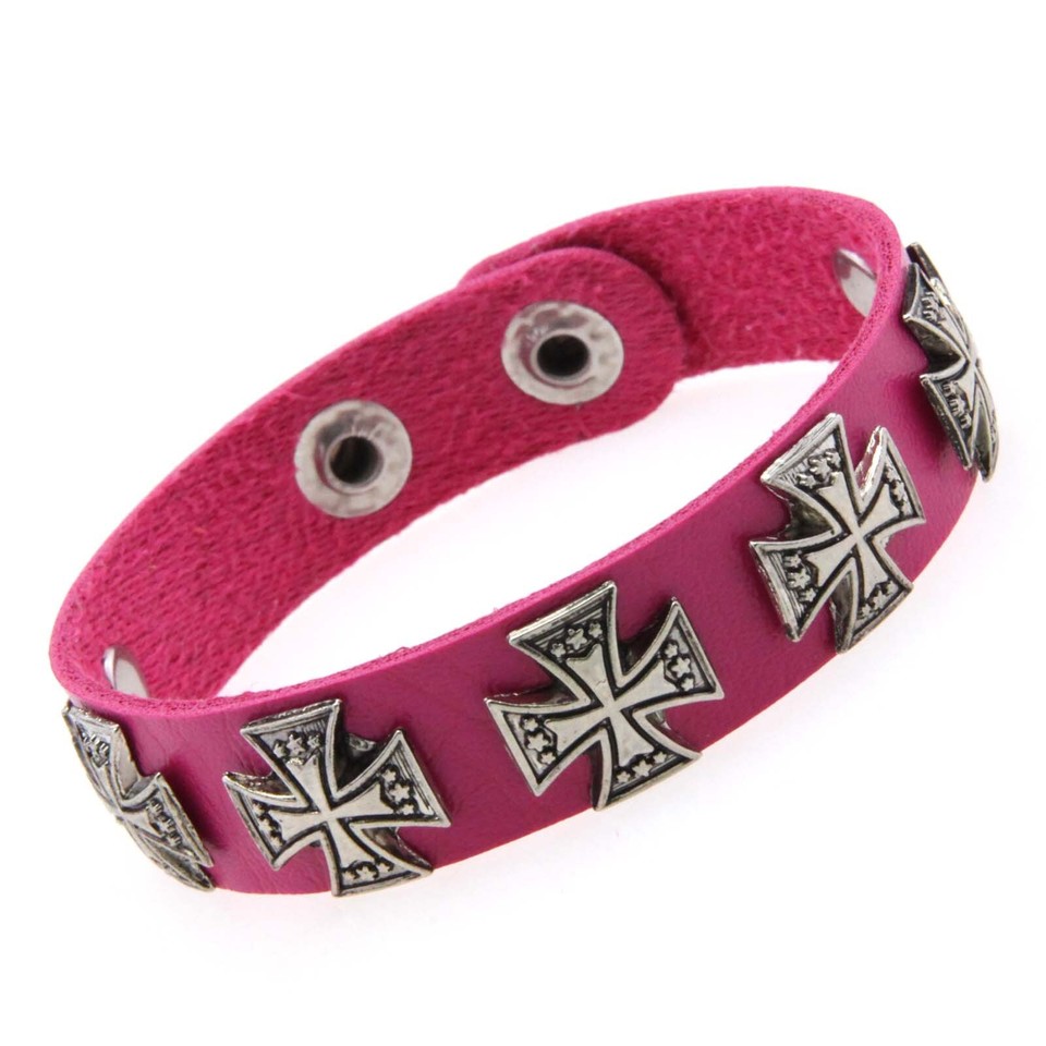 Punk Style Bracelet Personality Vintage Cross Snap Buckle Wrist Bangle ...
