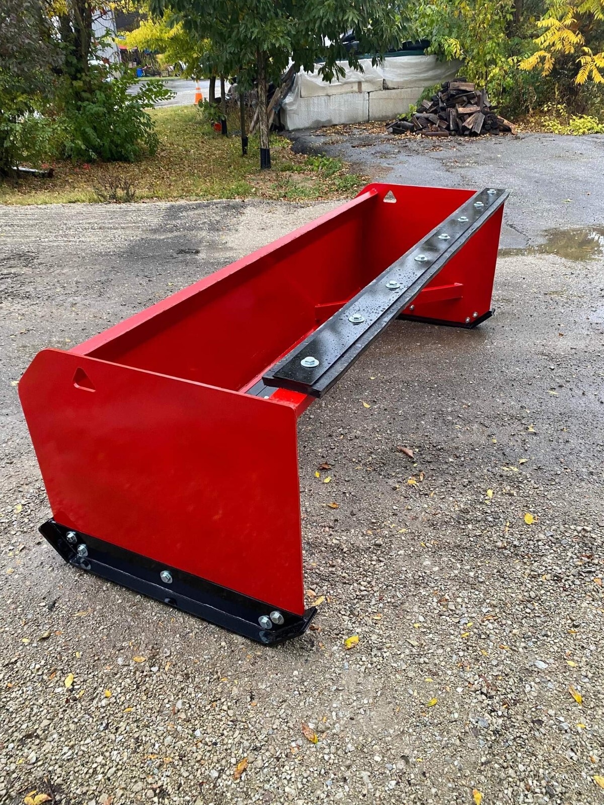 8' HD Skid Steer Snow Pusher Box Heavy Duty Backdrag Rubber Bobcat CAT ...
