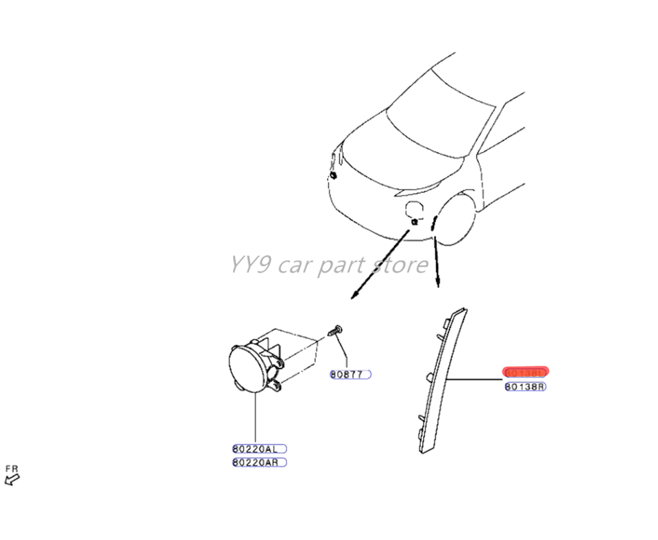 Fit For Mitsubishi 2022-2023 Outlander Left Front Side Reflector ...