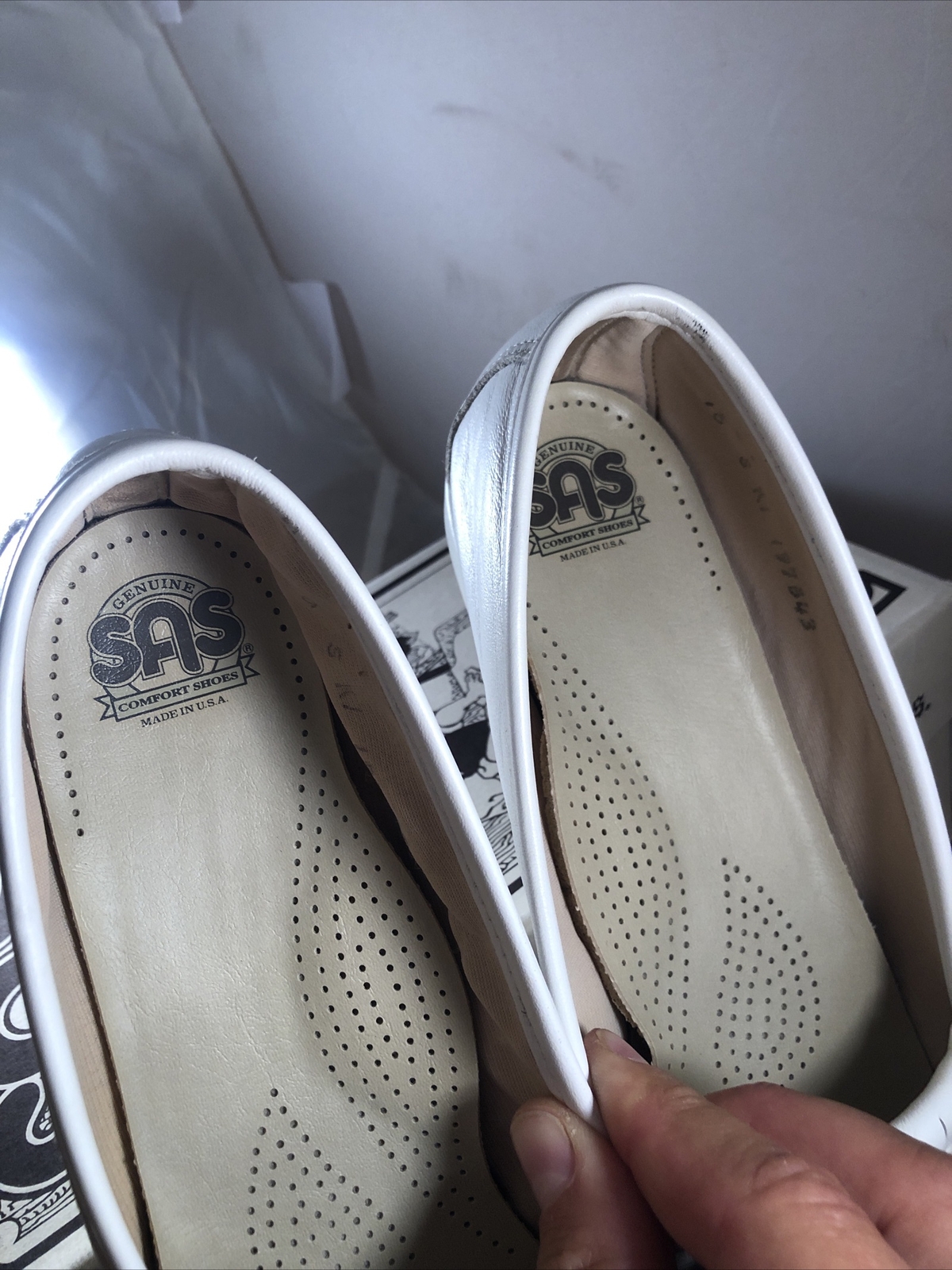 SAS Softie Tripad White Comfort Slip On Penny Loafers Shoes Womens Size ...