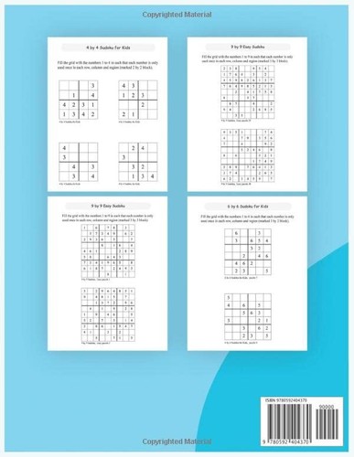 Sudoku for Kids 4x4 6x6 9x9 Puzzle Grids Easy Fun Kids Soduku for ...