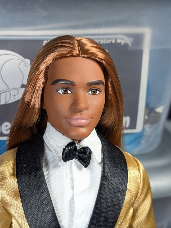 OOAK Custom Reroot Barbie Holiday Ken Doll Long Brown Hair Model Muse ...