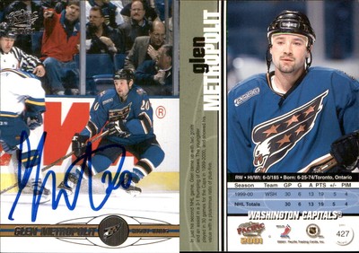 Glen Metropolit Signed 2000-01 Pacific #427 Card Washington Capitals ...