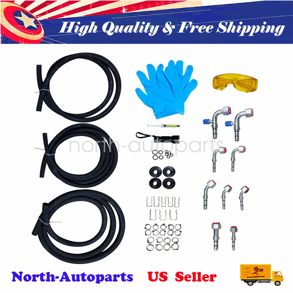 Universal 134a Air Conditioning Hose Kit O-Rings/Fittings/AC Hoses ...
