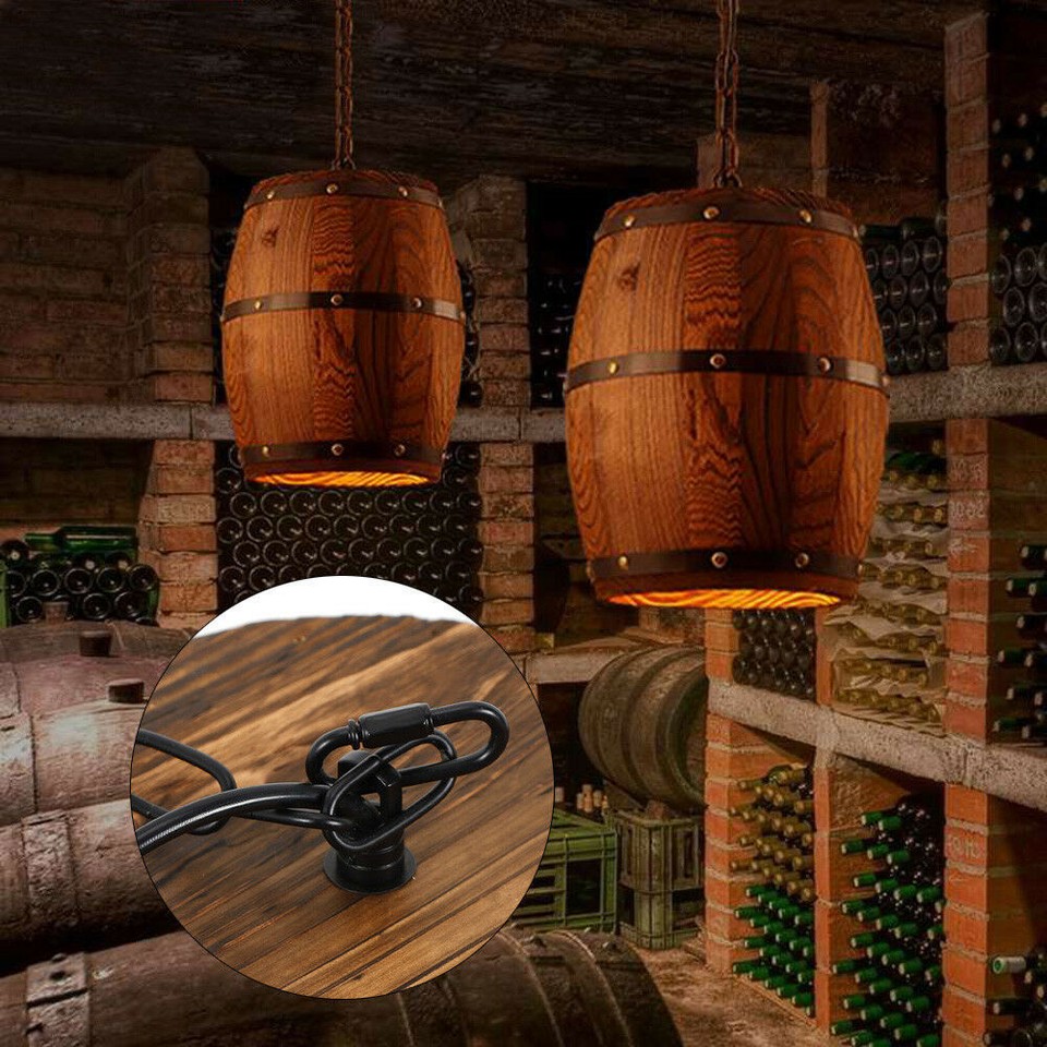 Hanging Light Wine Wood Barrel Pendant Light Fixture Ceiling Lamp Bar ...