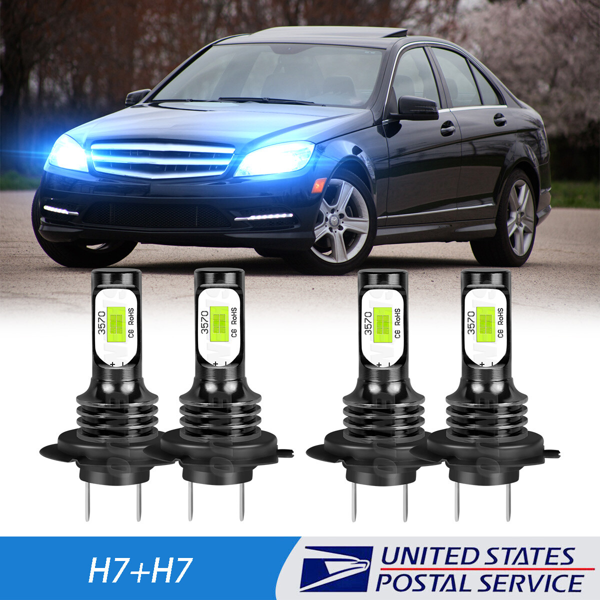 For Mercedes-Benz C250 C300 C350 - 4x Combo Headlight High & Low Beams ...