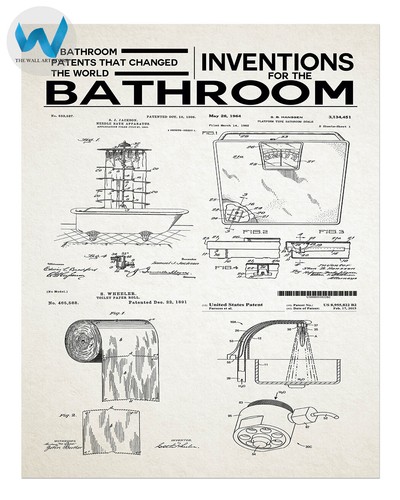 Bathroom Inventions Patent Art Poster Bathroom Wall Art 12X16/16X20 ...