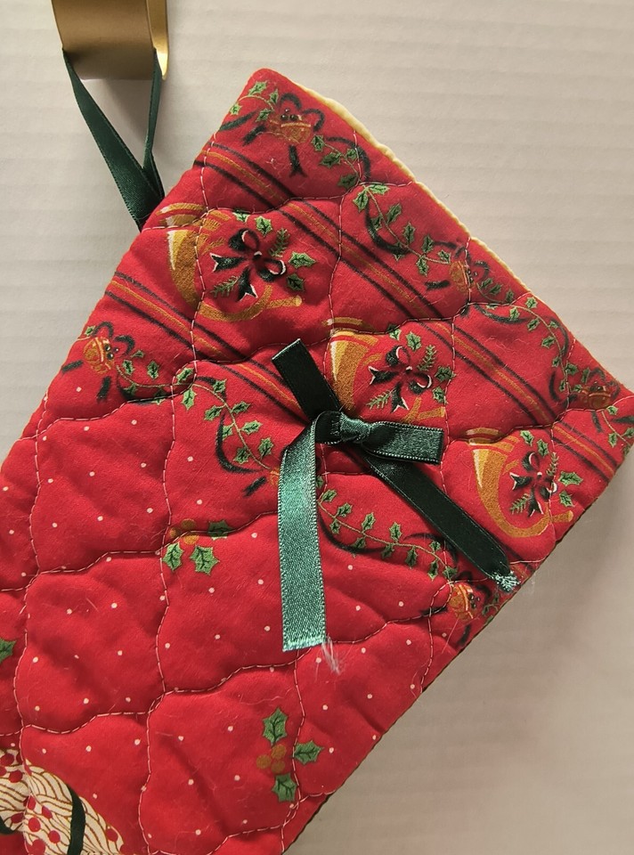 Vintage Quilted Red Christmas Stocking W/ Duck and Wreath 12" | eBay UK