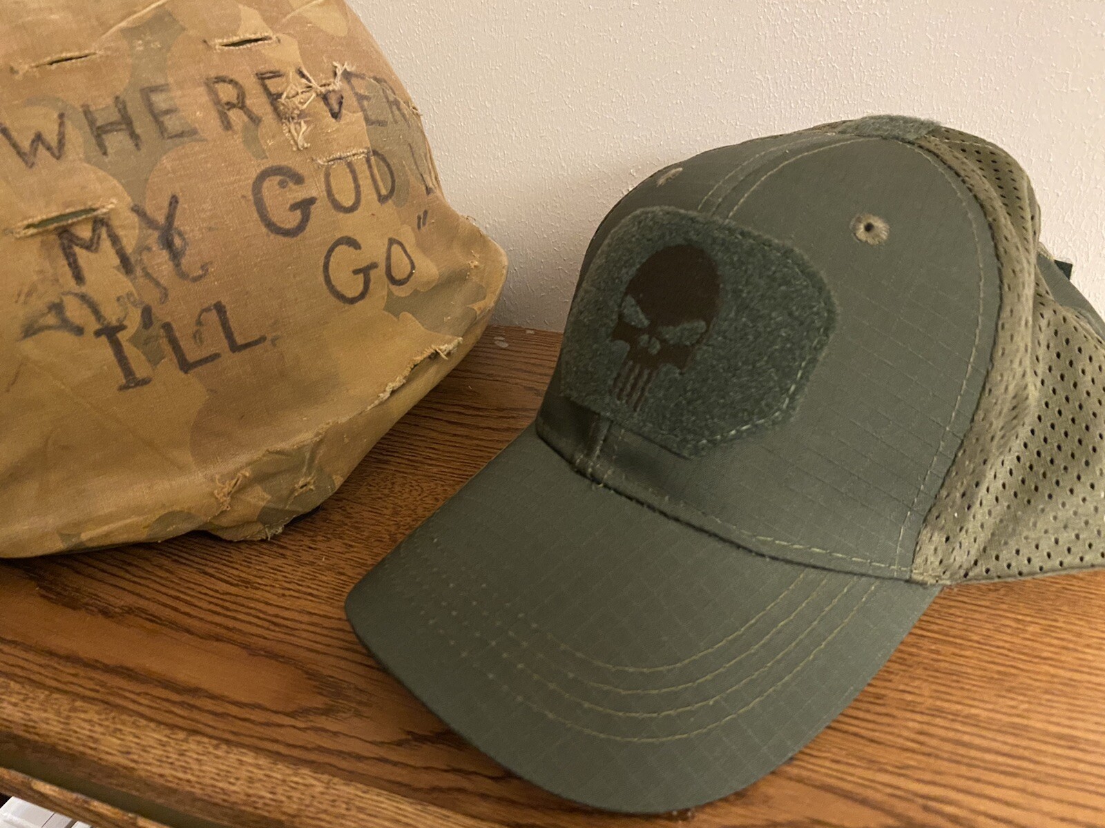 Hook & Loop Punisher Skull Army Green Operator Cap Military EDC Prepper ...
