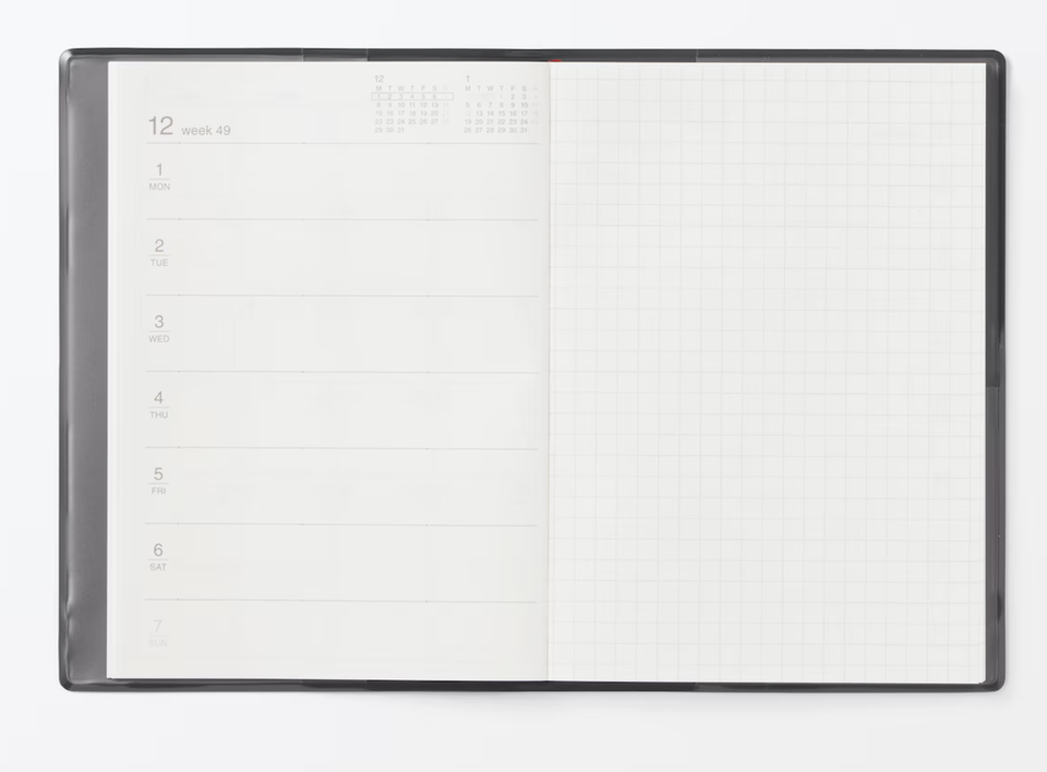 Muji 2026 Monthly Weekly Planner DarkGray Start 2025.12 A6 or B6 or A5 ...