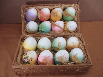 Adorable K's Collection Large Decorative Ceramic Easter Eggs Straw ...