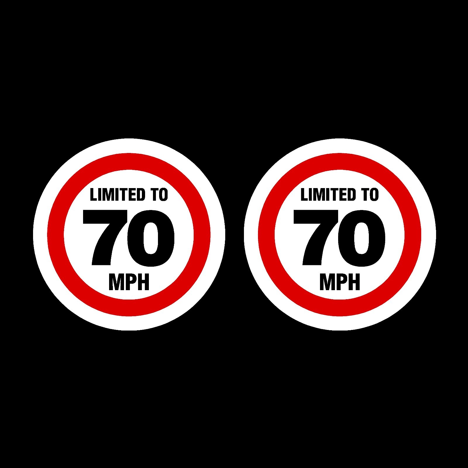 2x Limited to 70 MPH Vehicle Speed Restriction Sticker/Decal - Car, Van ...