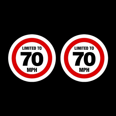 2x Limited to 70 MPH Vehicle Speed Restriction Sticker/Decal - Car, Van ...