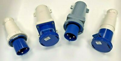 63Amp 3 Pin Blue 240V 2P+E IP67 Waterproof 1 Phase Socket Plug ...