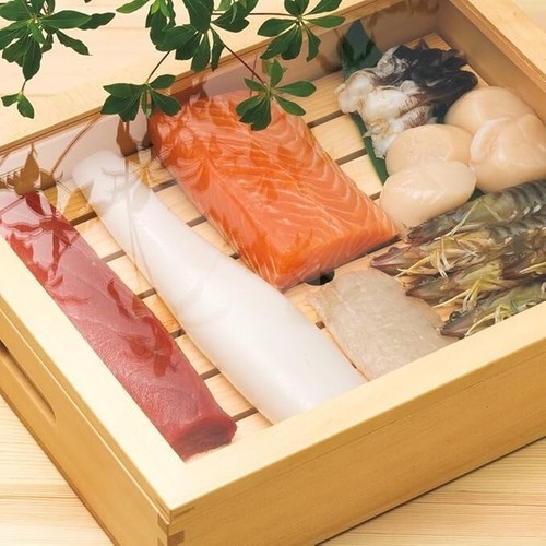 Sushi Yamako Neta Box Extra Large with Eye Plate Acrylic Lid 50 x 30 x ...