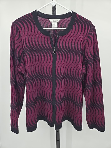 Exclusively Misook Purple Black Cardigan Jacket Sweater Acrylic Full ...