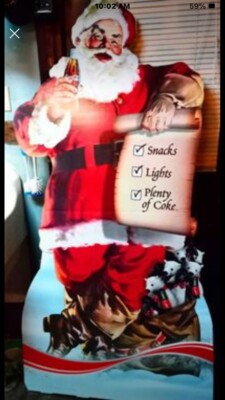 2005 holiday coca cola Christmas life size cardboard cutout Santa ...