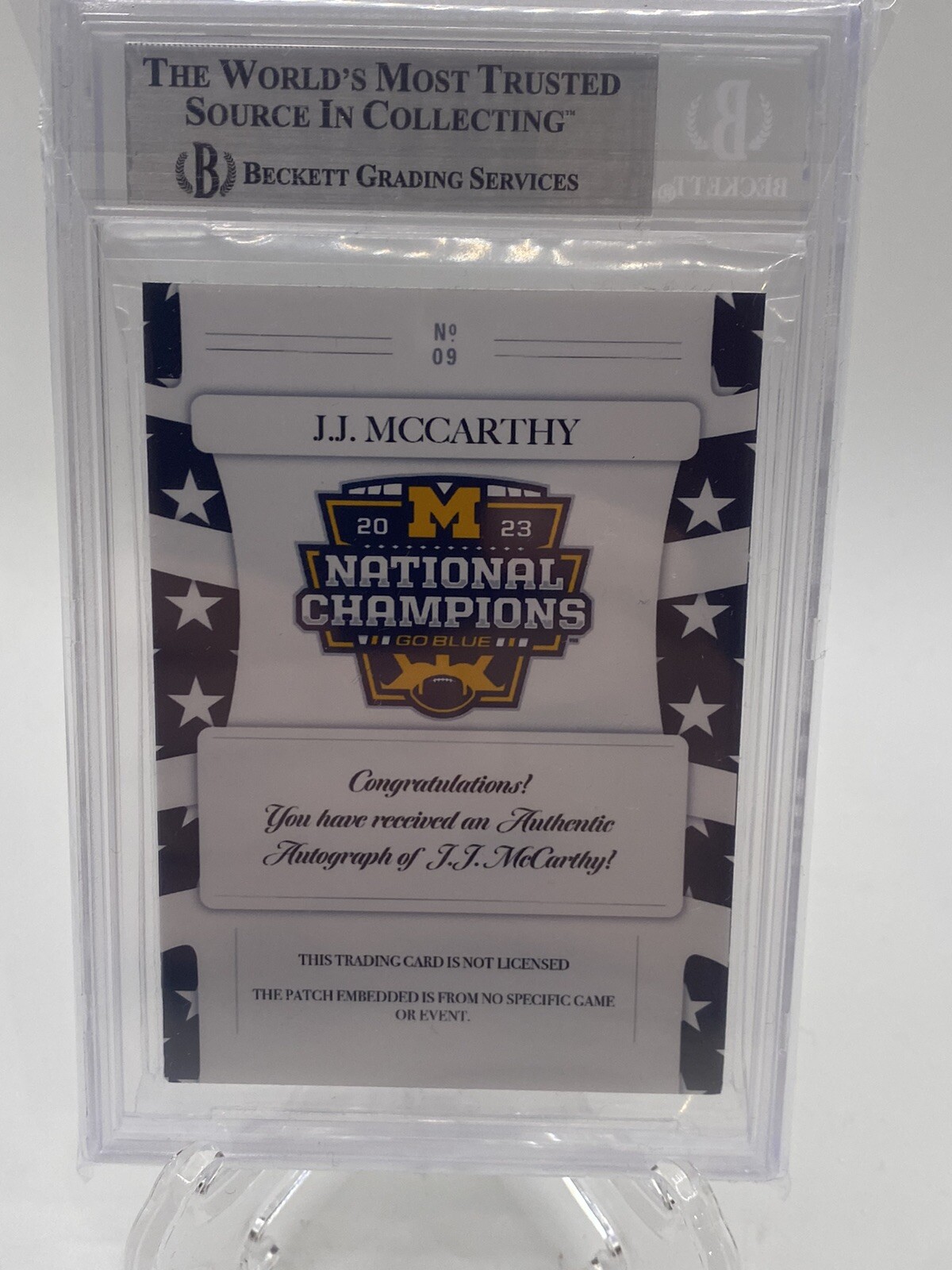 Two Custom Trading Card JJ McCarthy Patch And Logo Auto BGS AUTHENTIC ...