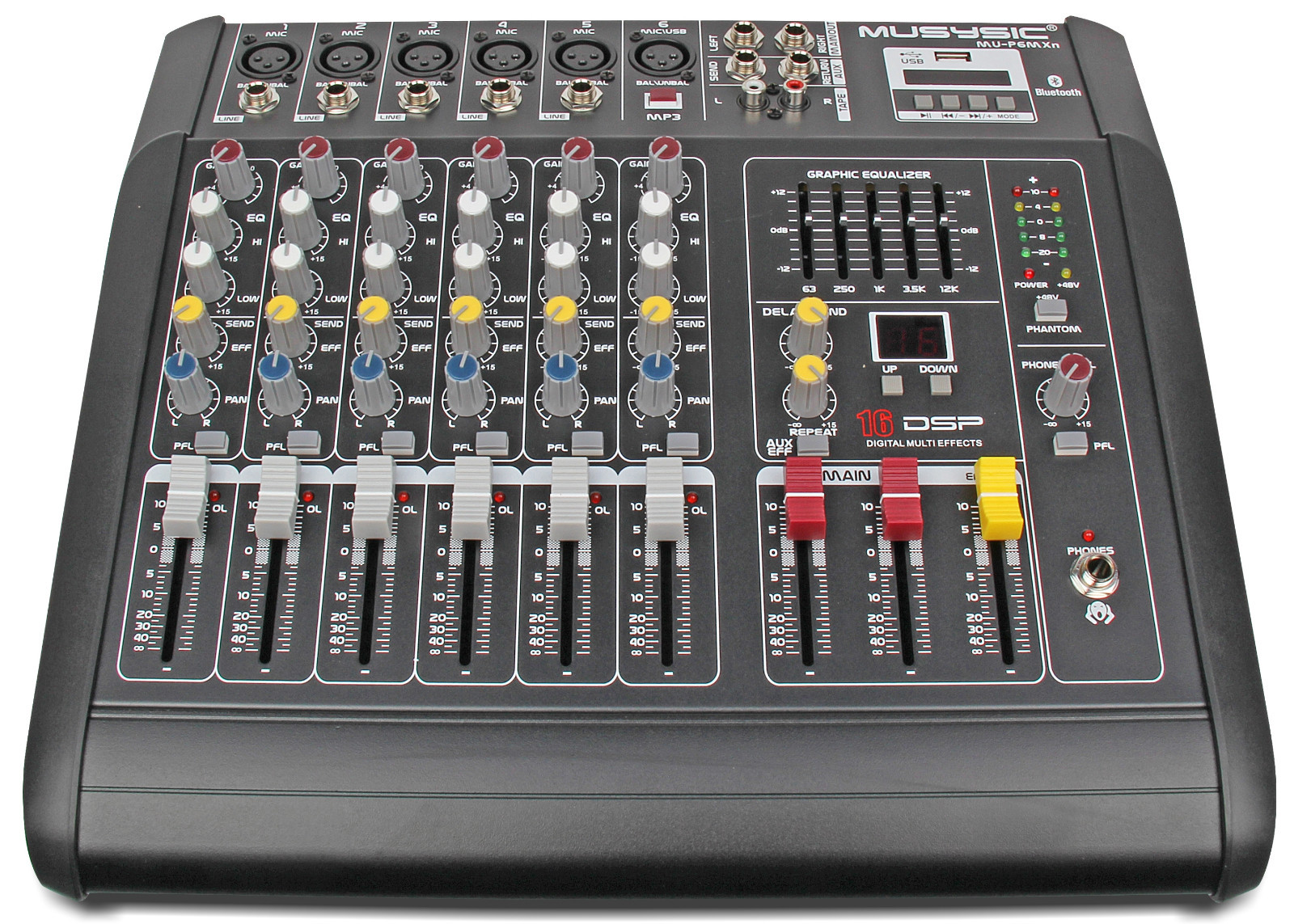Professional 2000W PA System 6 Channel Mixer 10" Speakers Dual Wireless ...