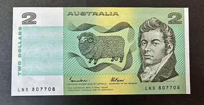 $2 Note Australian Decimal Radar Serial Number In Sequence Uncirculated ...