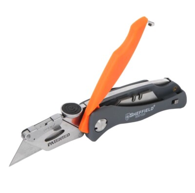 Sheffield Folding Utility Knife Box Cutter Quick Blade Change Storage 5 ...