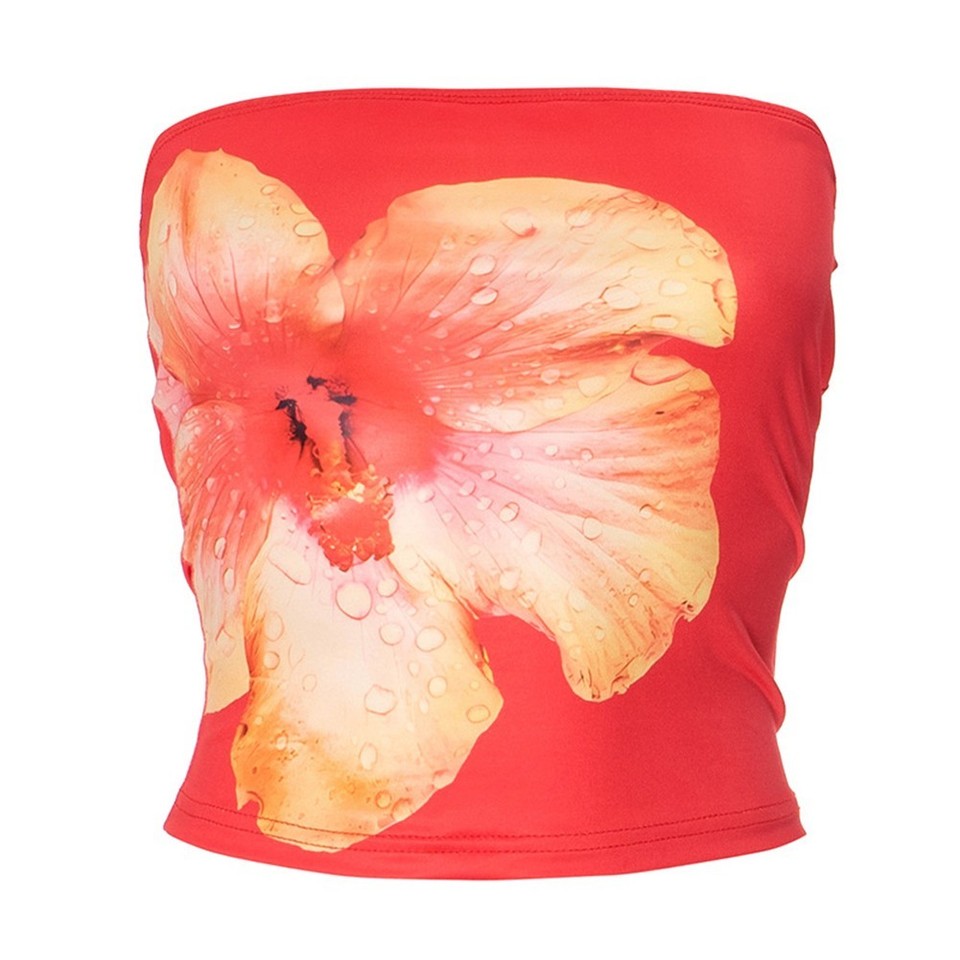 Auffälliges Damen Crop Top Retro Gyaru Bauchnabel Baring Blumenmuster ...