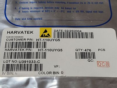 (25 PCS) HT-110UYG5 LED Uni-Color Yellow Green 574nm 2-Pin Chip LED ...