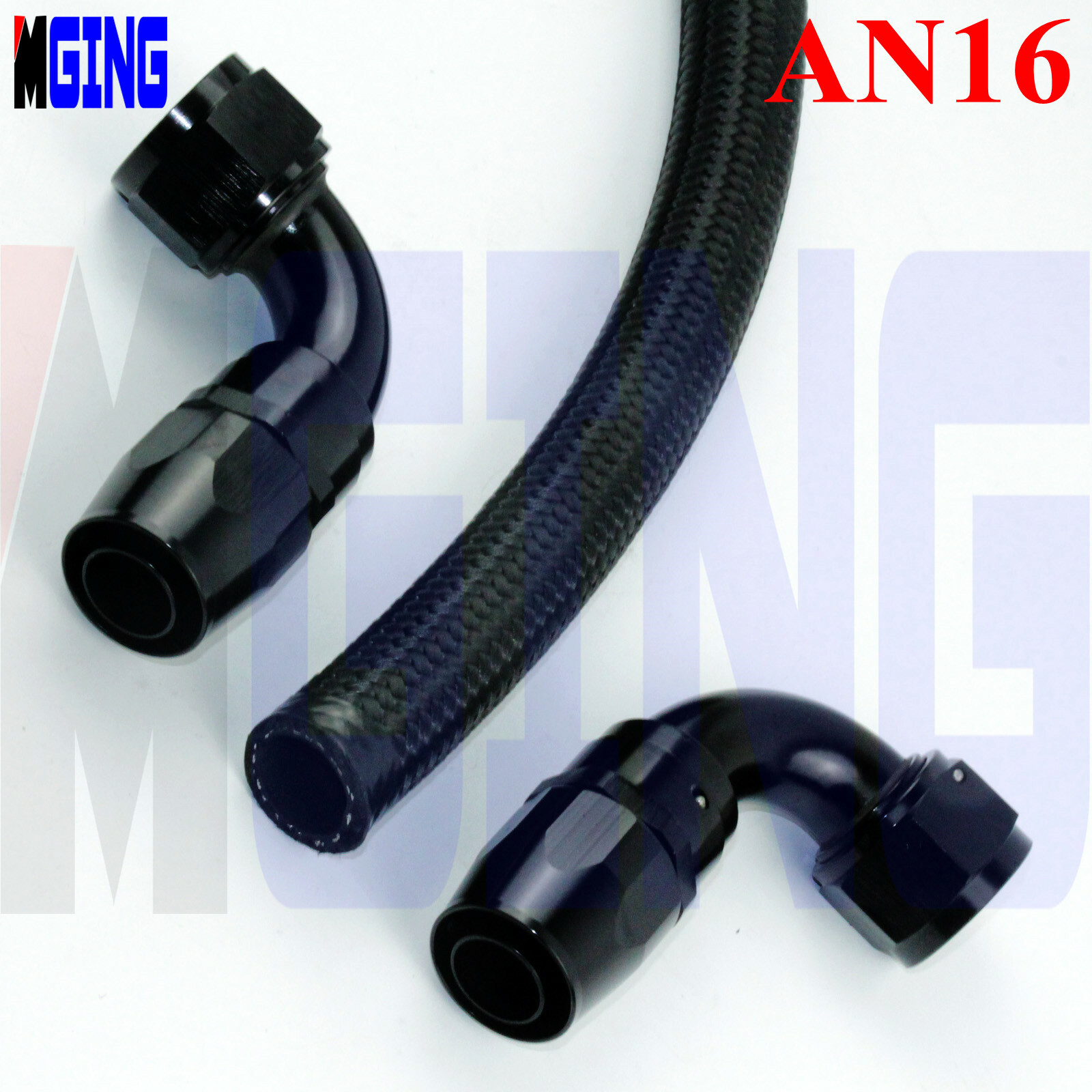 AN16 16AN Hose End Fitting Adapter Gas Fuel Oil Line Hose 3 Feet 90 ...