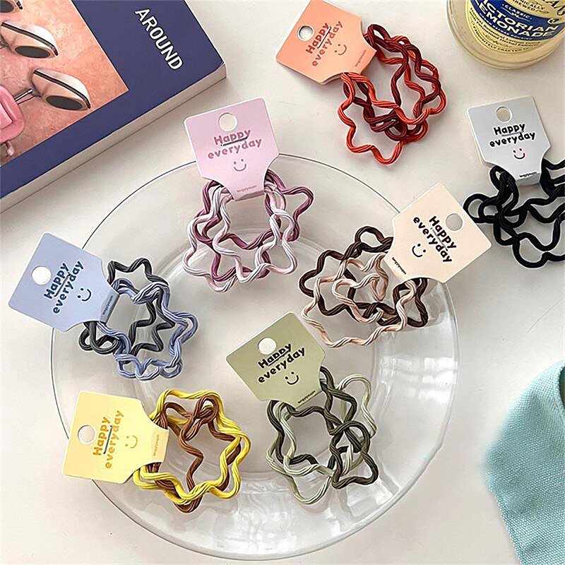 4 Pcs/Bag Candy-colored Wavy Hair Rope Simple Rubber Band Hair Ring ...