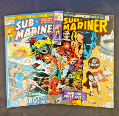 Lot of 2 Sub-Mariner # 37 & 55 Death of Lady Dorma - Namorita 1971 Bill Everett | eBay