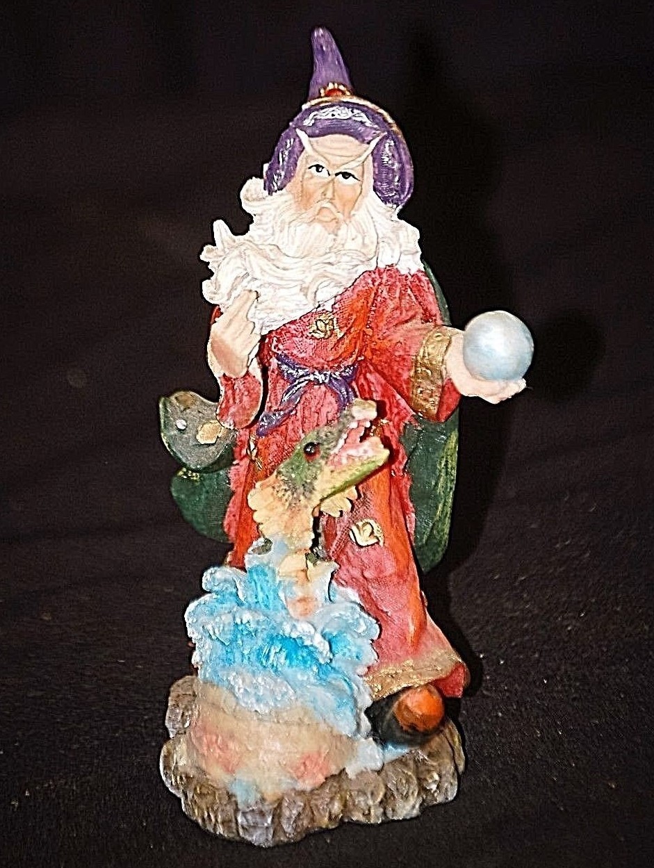 Yardworks Original Mystical Wizard w Dragon Magical Ball Colorful Resin ...