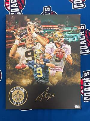 Drew Brees Autographed 16x20 Custom Canvas (Beckett) | eBay