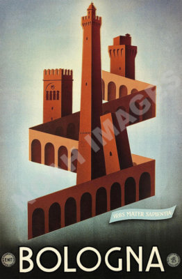 Bologna vintage Italy travel poster repro 16x24 | eBay