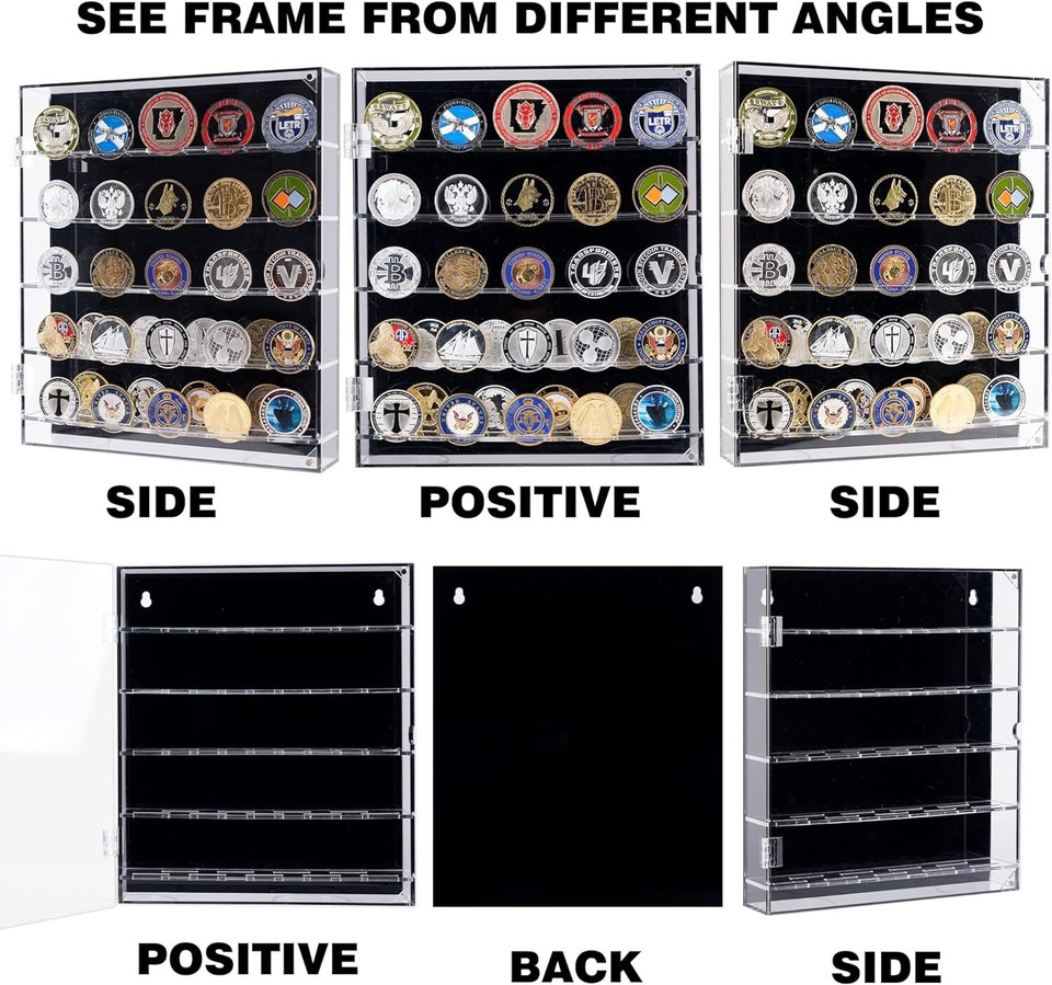 Military Medal Shadow Box Acrylic Coin Holder Display Case For 45 ...