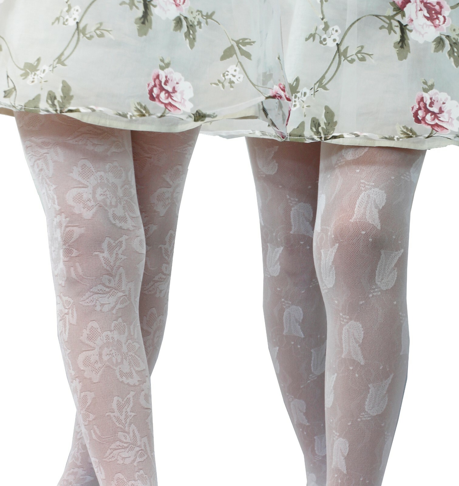 Girls White Patterned Tights Communion Bridesmaid Girl Party Mesh Pantyhose | eBay UK