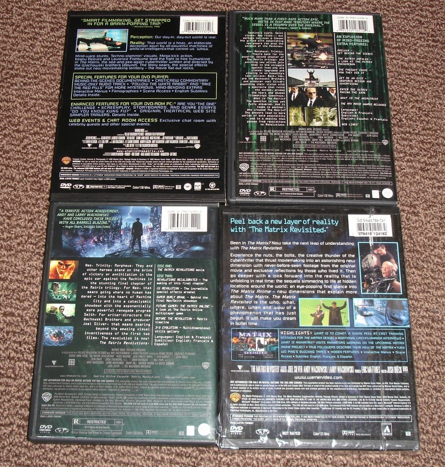 (4) Matrix Movie DVD Lot Reloaded Revolutions The Matrix Revisited | eBay