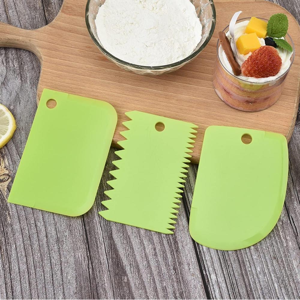 3 Pcs Cake Scraper, Pastry Baking Bench Dough Scraper, Plastic Flexible ...