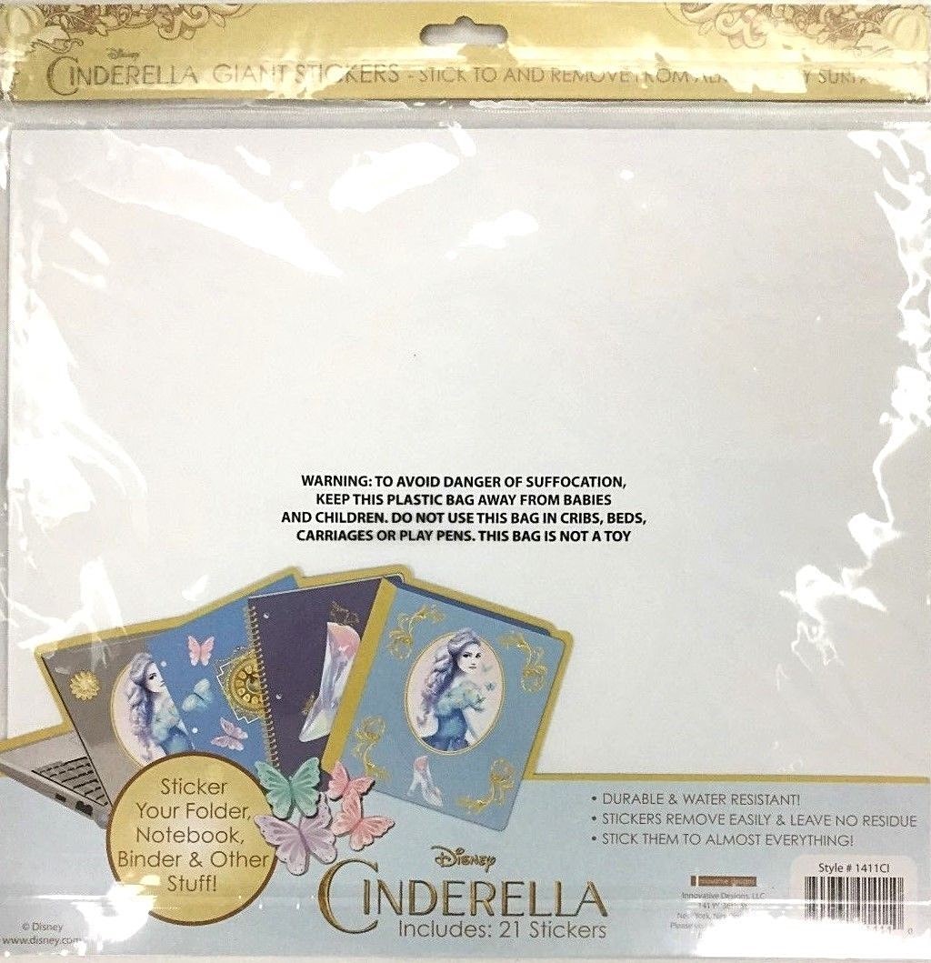 Disney's Cinderella Giant Stickers 21ct Stick & Remove Anywhere School ...
