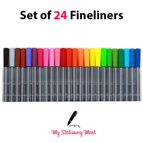 10 12 20 24 Fineliner Pen Set Fine Liner Colouring Fineliners Assorted ...